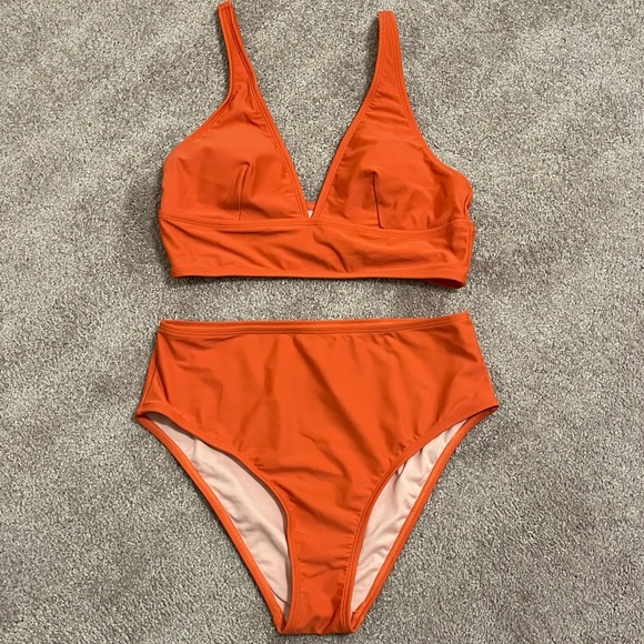 Cupshe | Swim | Cupshe Orange High Waist Bikini Set Medium Nwot | Poshmark